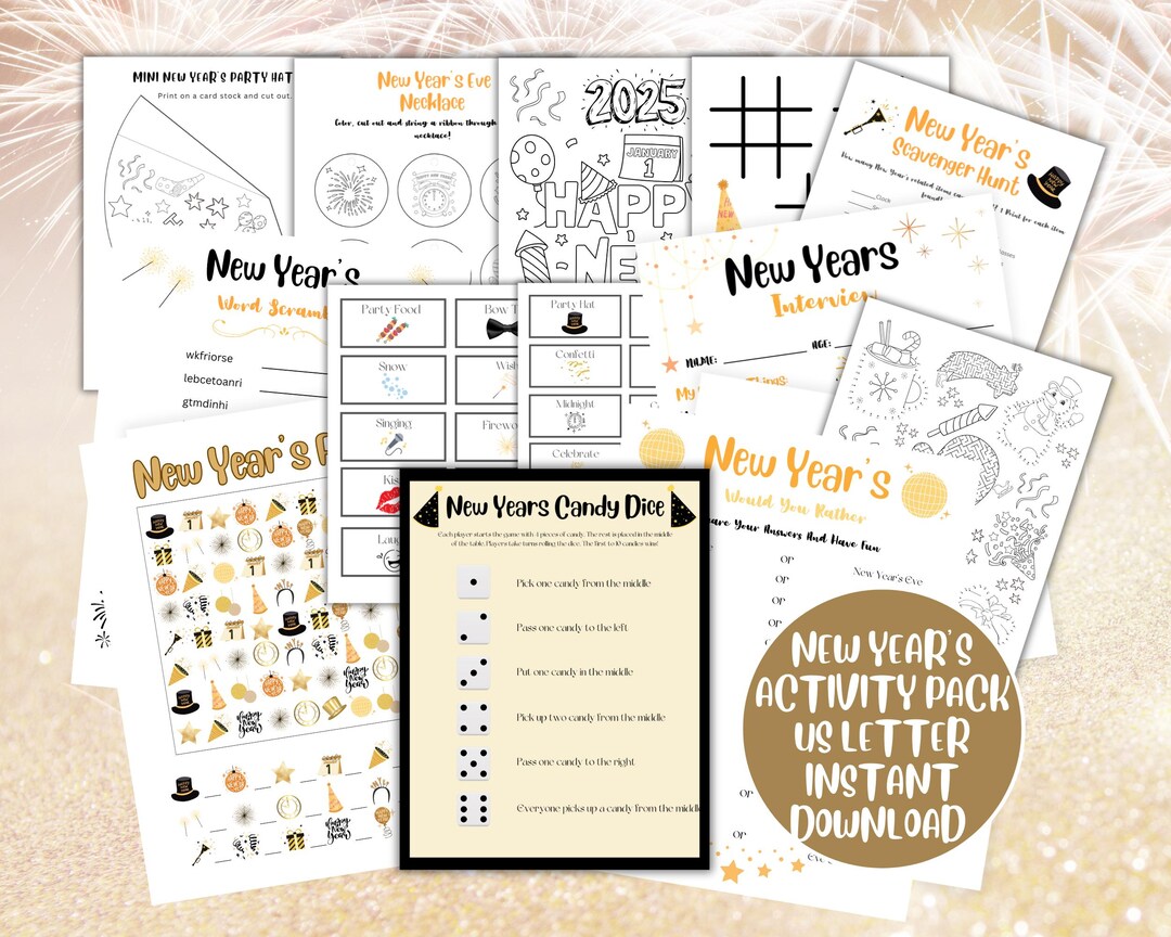 New Year's Eve Kids Activity Pack-countdown Fun: New Year's Eve Kids ...