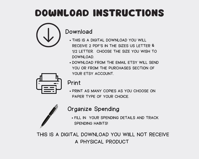 Printable Spending Tracker Template-instant Download/expenses Tracker ...
