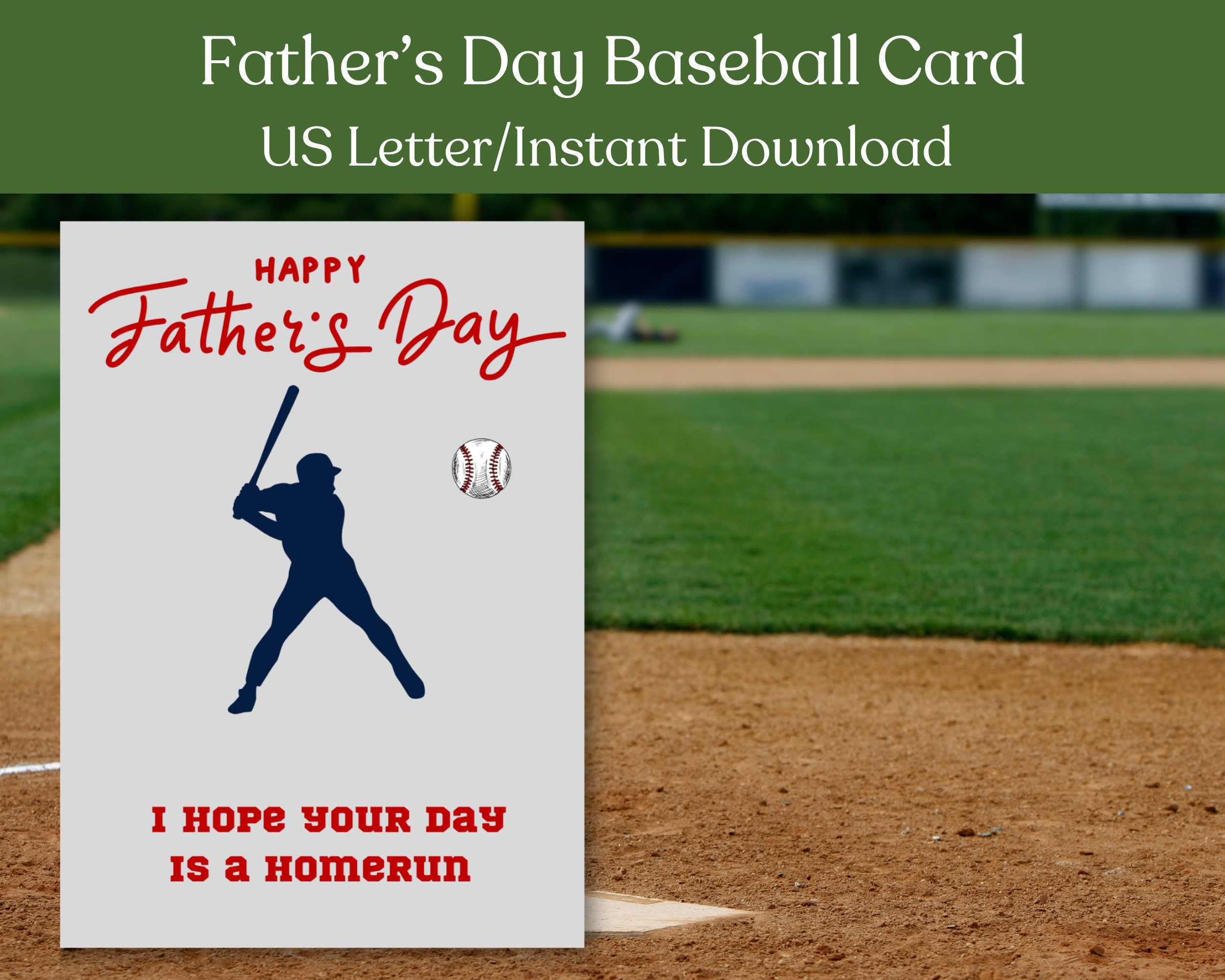 Happy Father's Day Printable Baseball Card/father's Day Card for ...