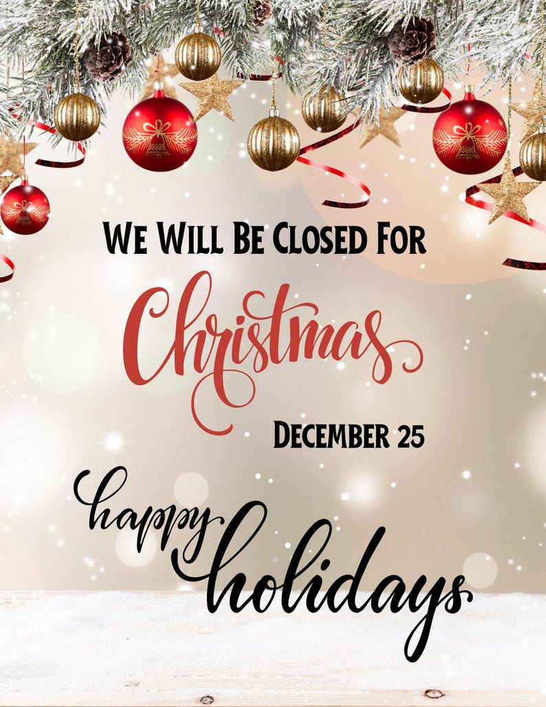 Christmas Business Closed Sign Printable-instant Download/christmas ...