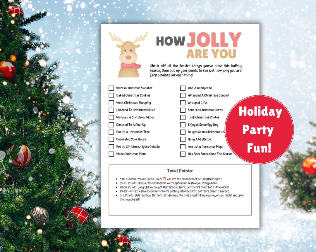 Festive How Jolly Holiday Party Game-christmas Party Fun/holiday Party ...
