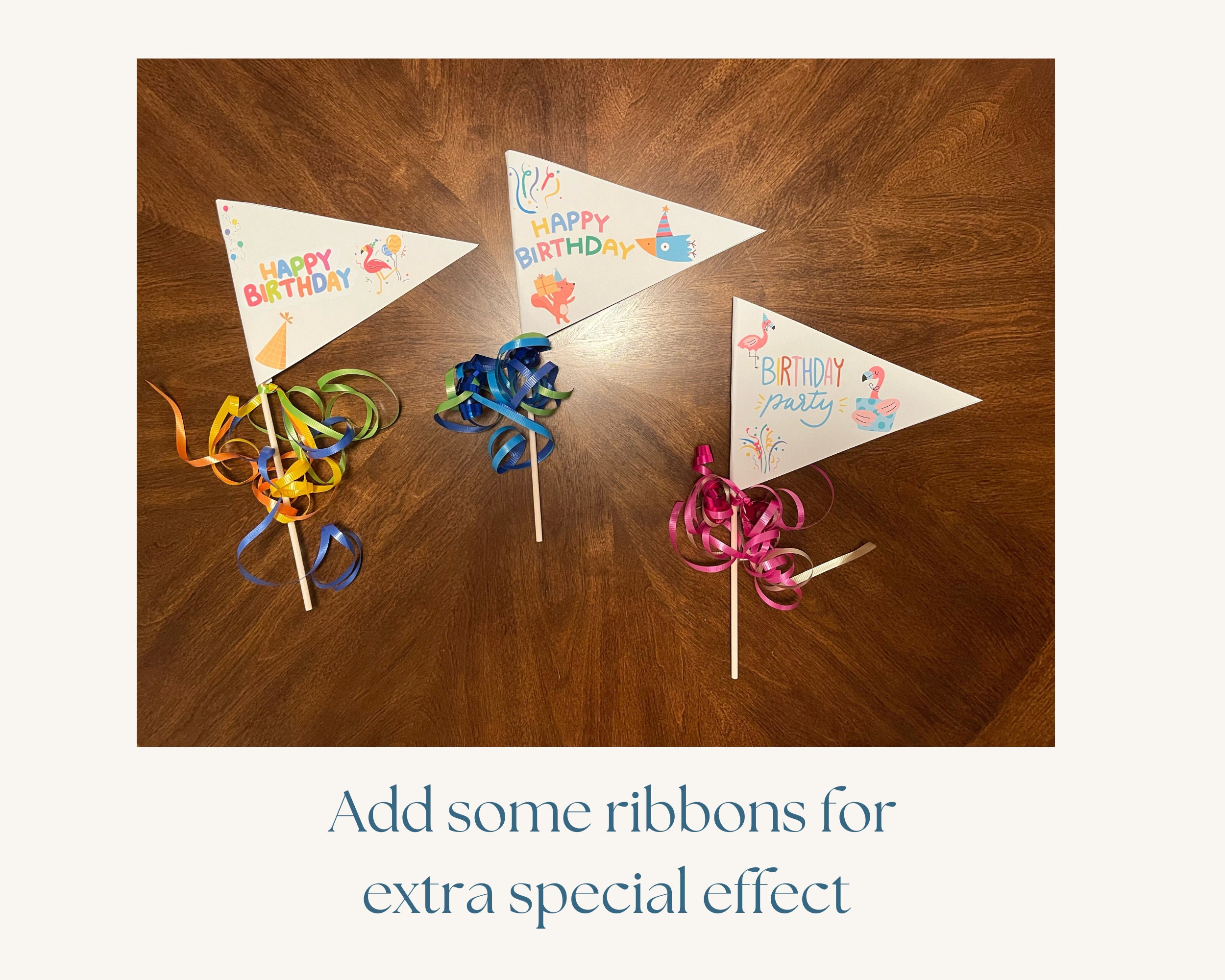 Happy Birthday Printable Flags/set Ot Three Printable Birthday Flags ...