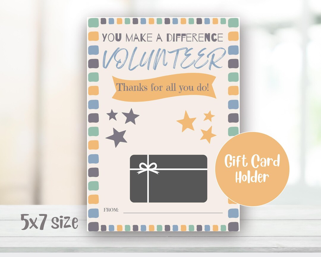 Volunteer Appreciation Gift Card Holder-instant Download/volunteer ...