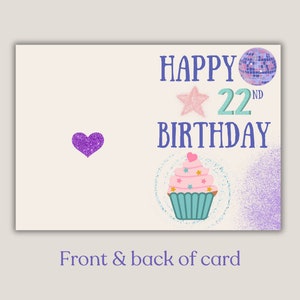 Happy 22nd Birthday Card/happy 22nd Birthday Printable Card/22nd Birthday Card/22nd Birthday ...