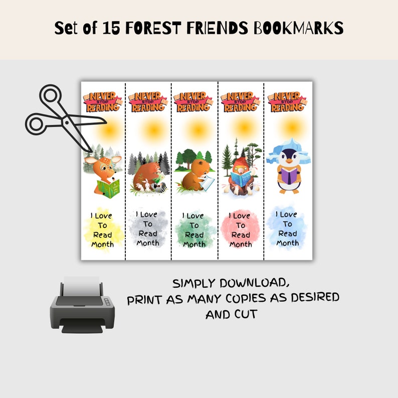 Set of 15 Printable I Love to Read Month Bookmarks/kids I Love to Read ...