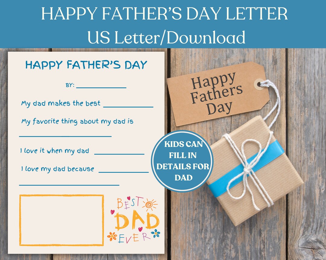 Happy Father's Day Letter From Kids/printable Father's Day Letter for ...