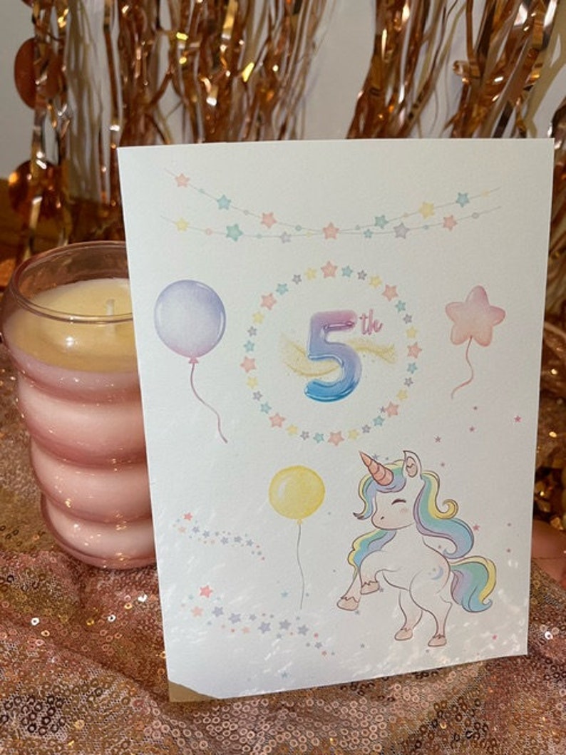 Printable Unicorn 5th Birthday Card (digital Download) - Etsy