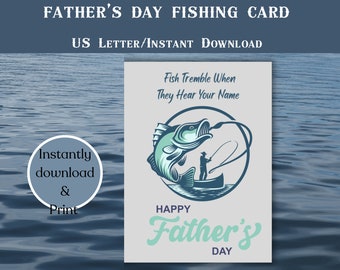 Printable Father's Day Card for a Fisherman Instant Download Happy ...