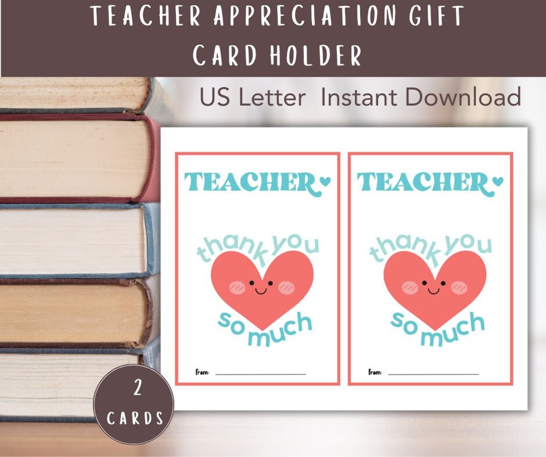 Teacher Appreciation Gift Card Holder Card/teacher Thank You Gift Card ...