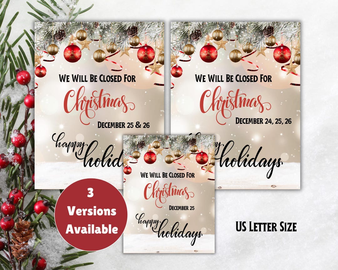 Christmas Business Closed Sign Printable-instant Download/christmas ...