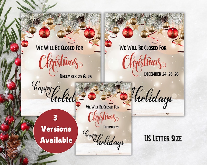 Christmas Business Closed Sign Printable-instant Download/christmas ...
