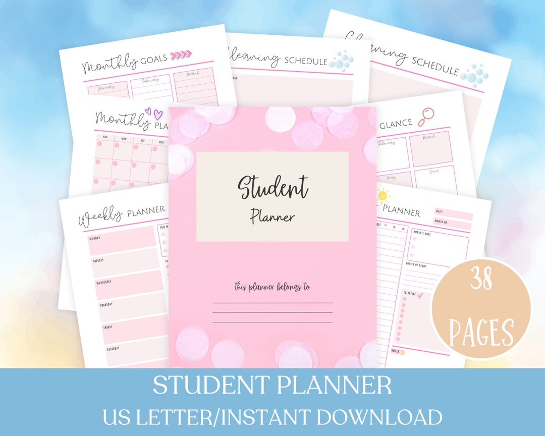 Pink Student Planner Printable/student Assignment Planner/student Exam ...
