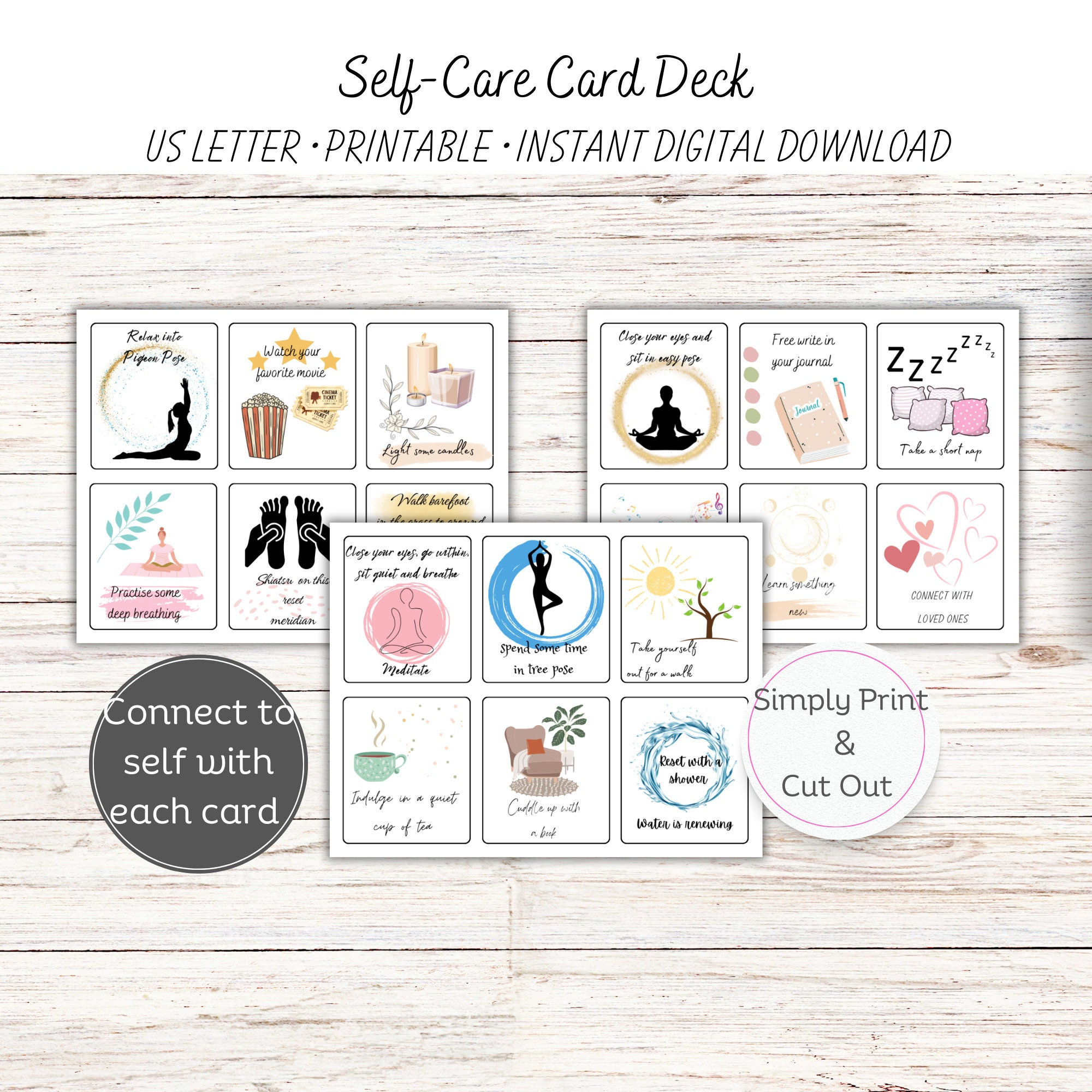 Self Care Cards Deck for Anxiety/self Care Cards for Busy Women/self ...