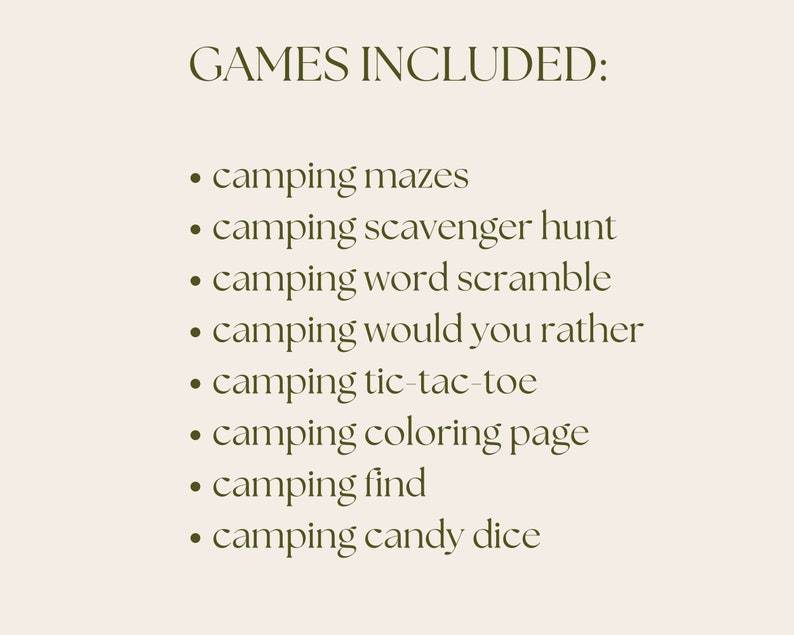 Printable Camping Activity Bundle/kids Camping Activity Set/camping ...