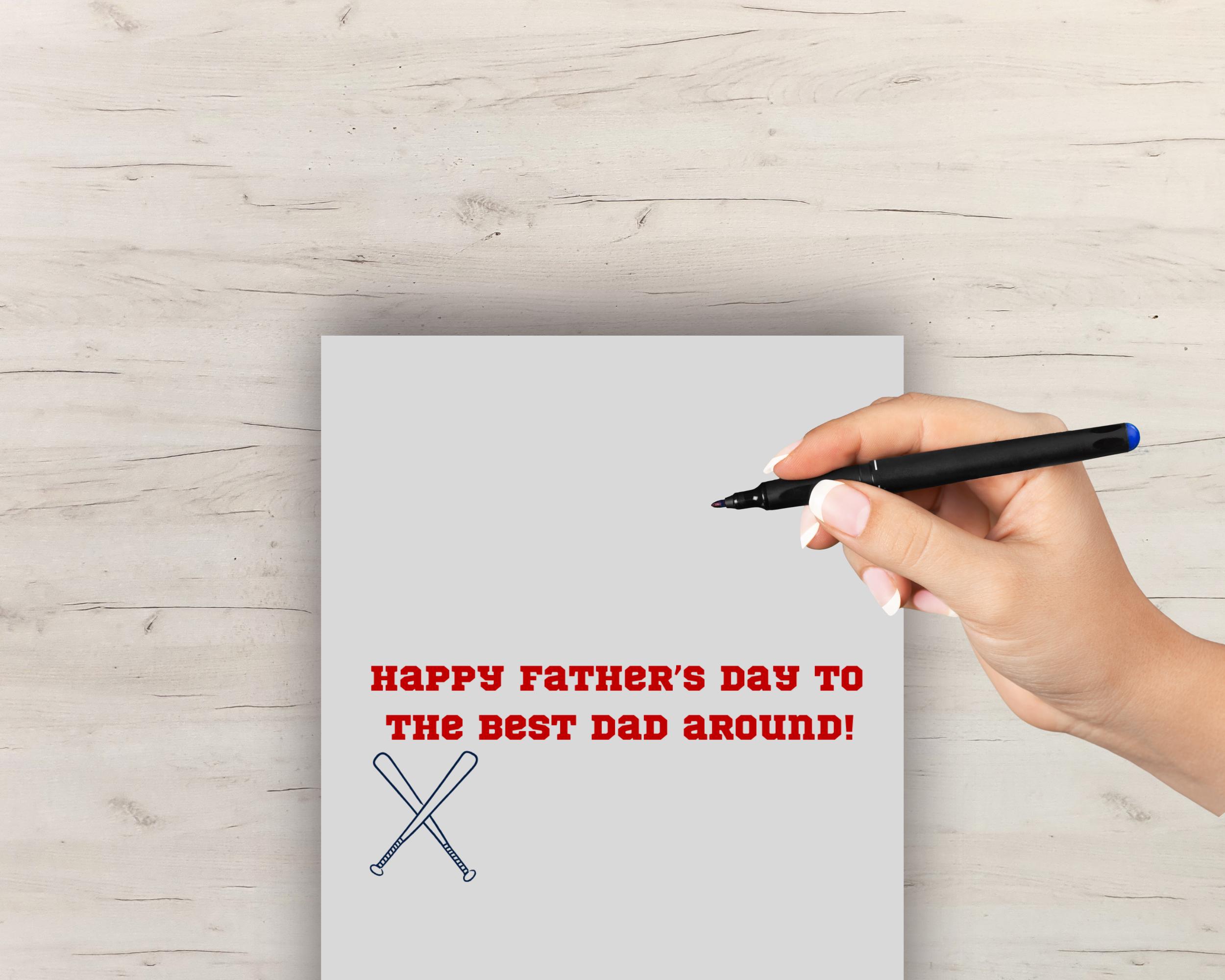 Happy Father's Day Baseball Printable Card/baseball Theme Father's Day ...