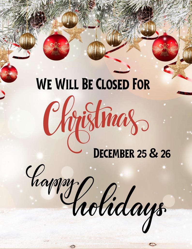 Christmas Business Closed Sign Printable-instant Download/christmas ...