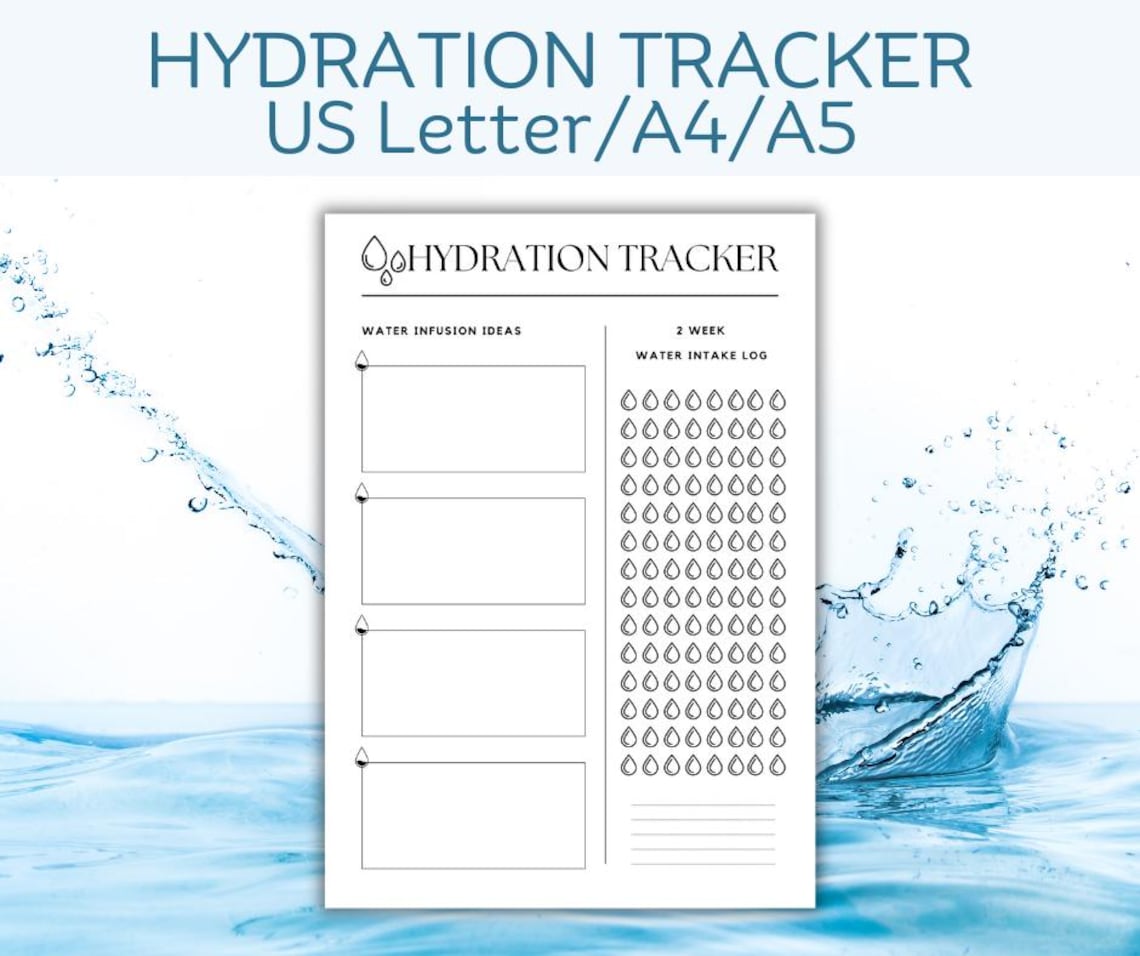 Hydration Tracker Printable/printable Hydration Tracker/hydration Log ...