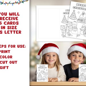 Festive Christmas Coloring Cards Craft for Kids/creative Christmas Fun ...