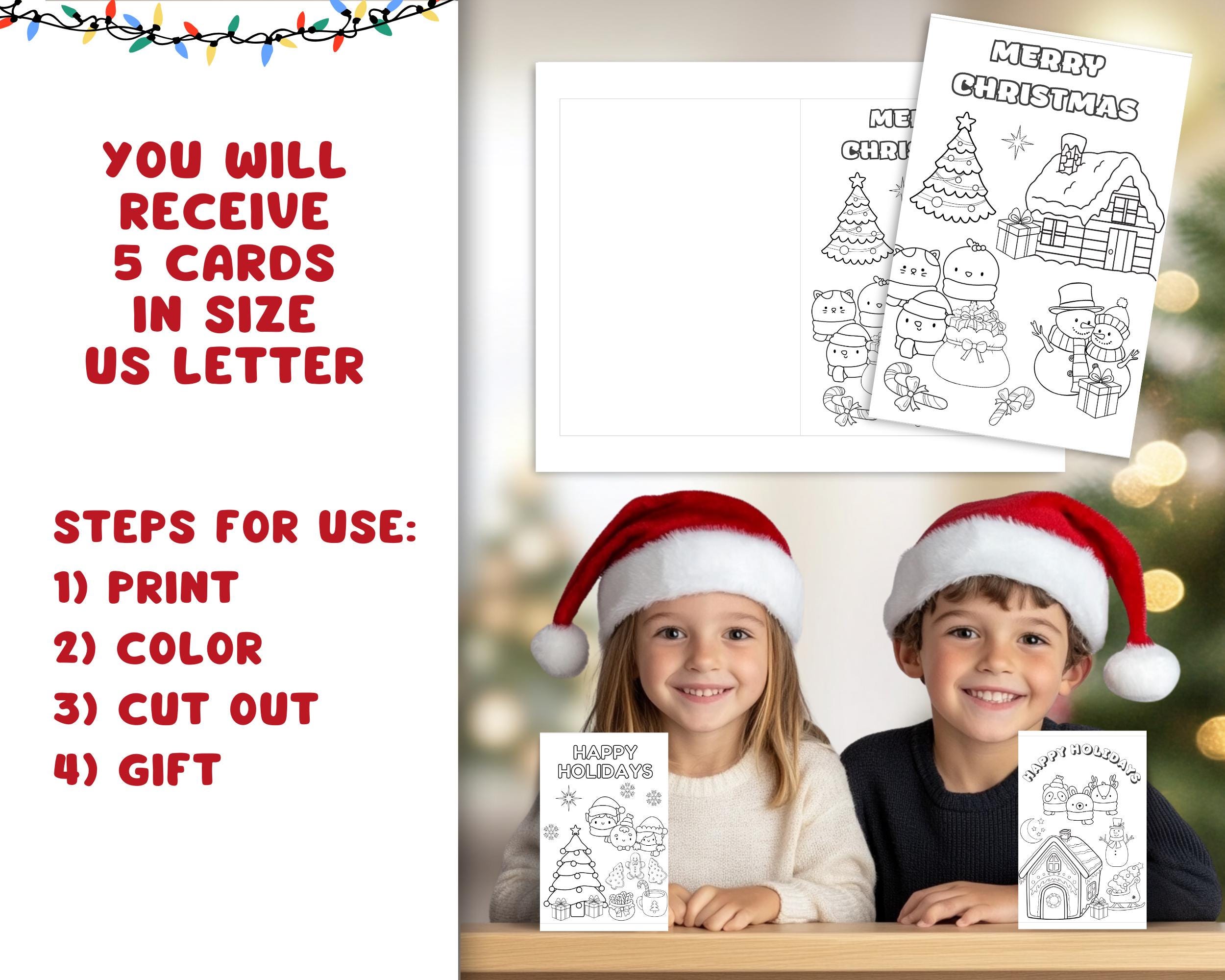 Festive Christmas Coloring Cards Craft for Kids/creative Christmas Fun ...