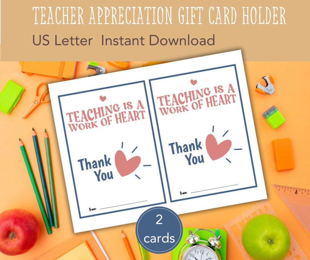 Teacher Appreciation Gift Card Holder/thank You Teacher Gift Card ...