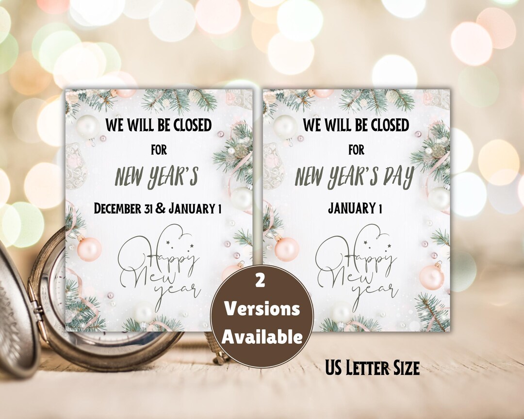 Closed for New Year's Business Printable Sign-instant Download/festive ...