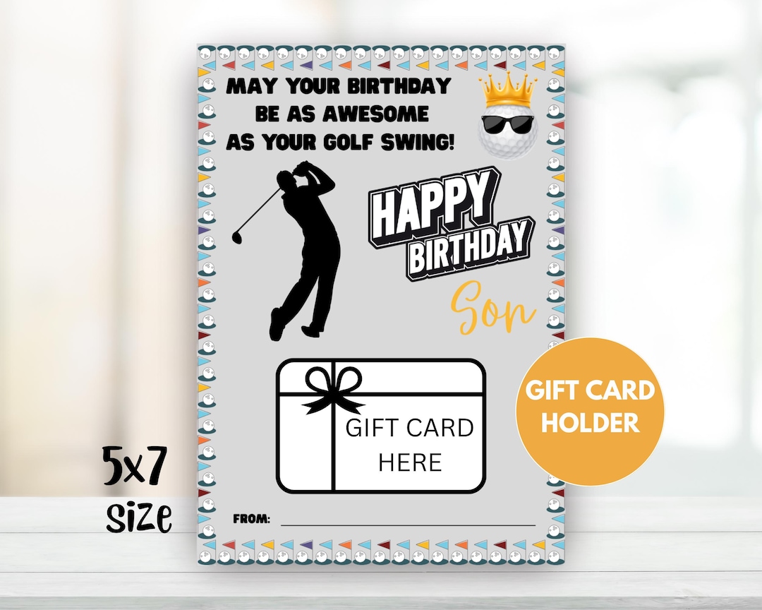 Happy Birthday Son Golf Themed Gift Card Holder-instant Download ...