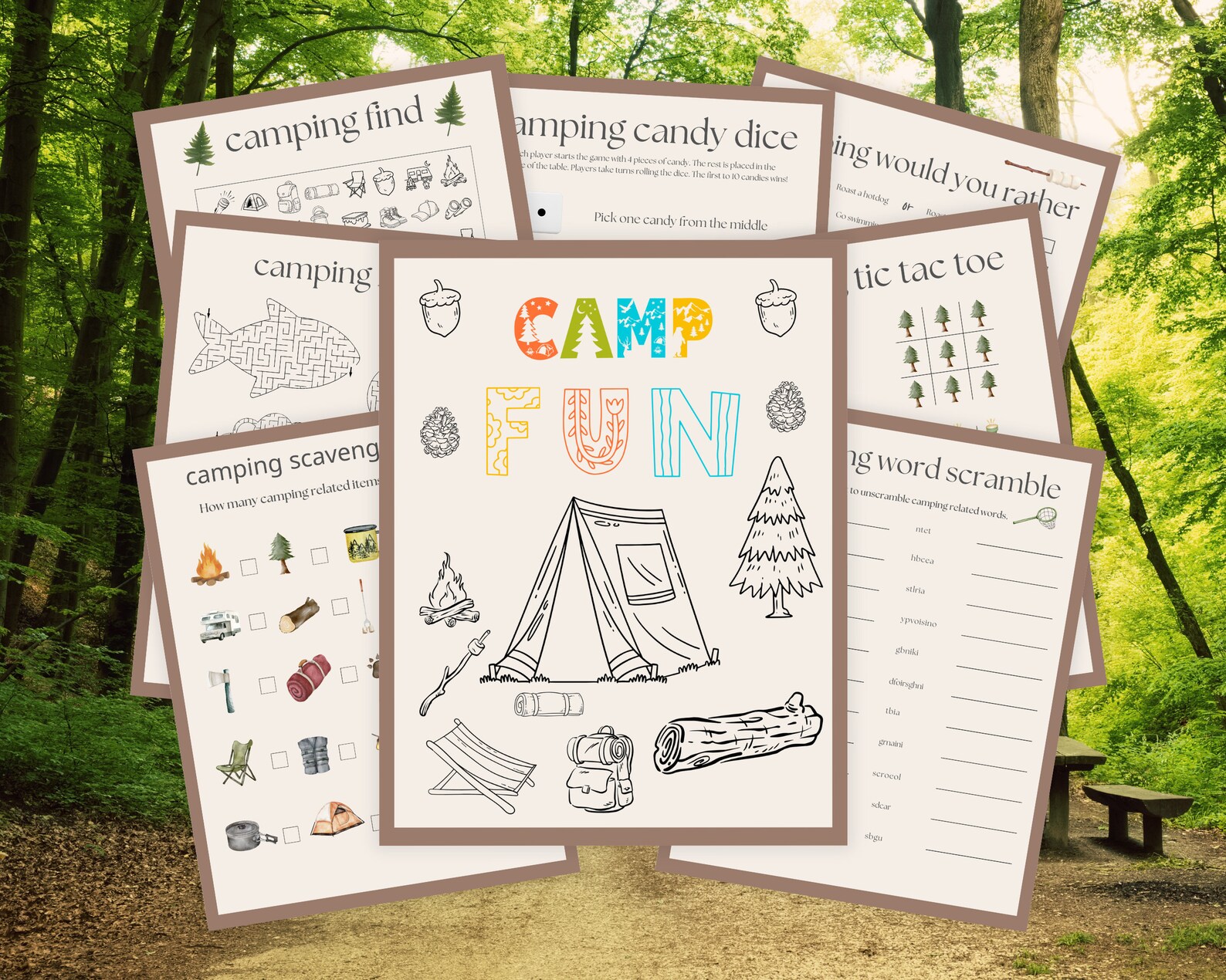 Printable Camping Activity Bundle/kids Camping Activity Set/camping ...
