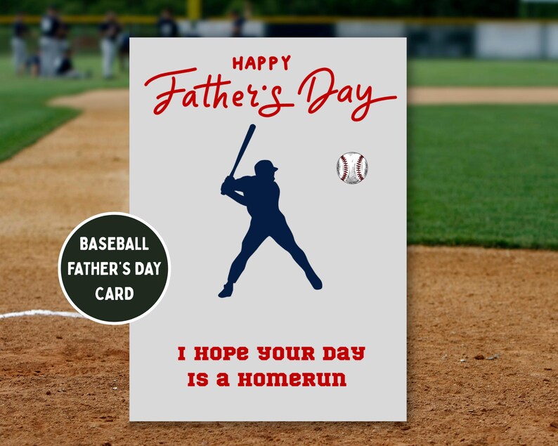Happy Father's Day Baseball Printable Card/baseball Theme Father's Day ...