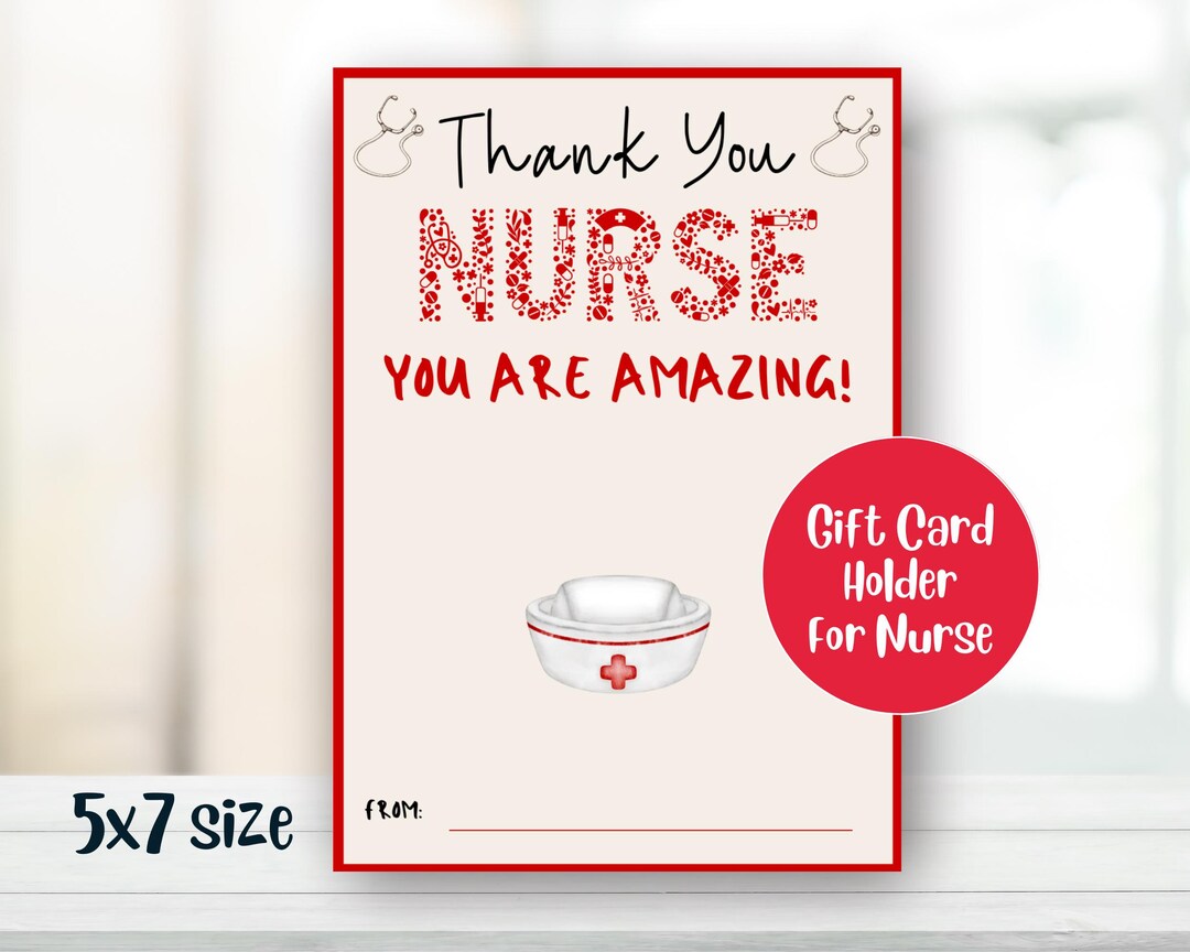 Nurse Gift Card Holder Instant Download-personalized Thank You Gift ...