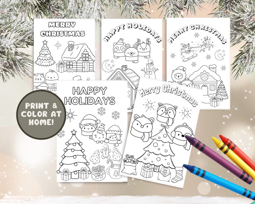 Festive Christmas Coloring Cards Craft for Kids/creative Christmas Fun ...