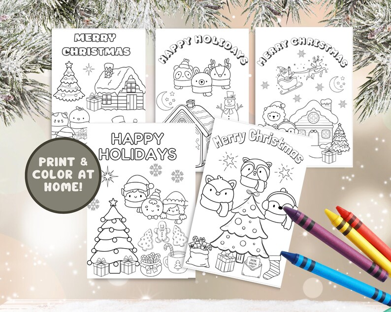 Festive Christmas Coloring Cards Craft for Kids/creative Christmas Fun ...
