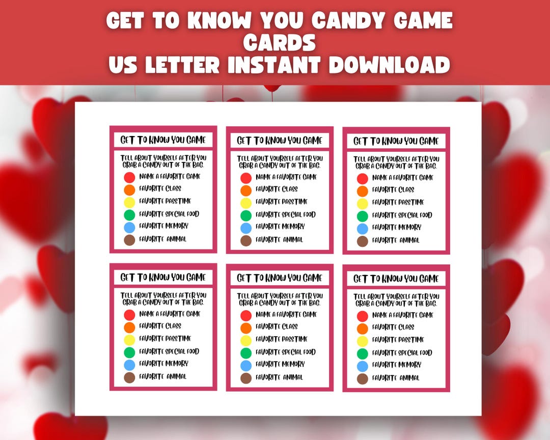Valentine's Day Ice Breaker Get to Know You Candy Game-valentine's ...