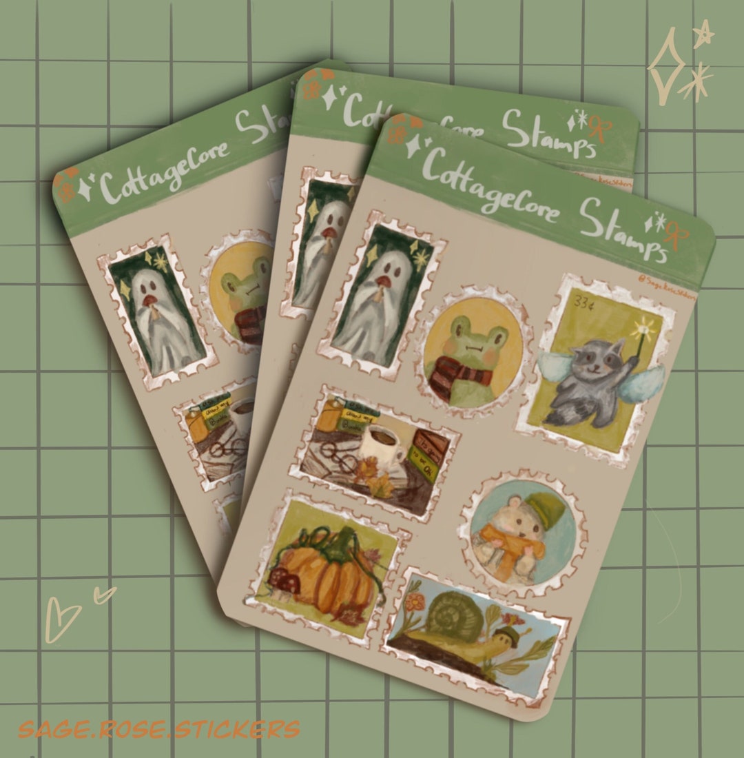 Cottege-core Stamp Sticker Sheet - Etsy
