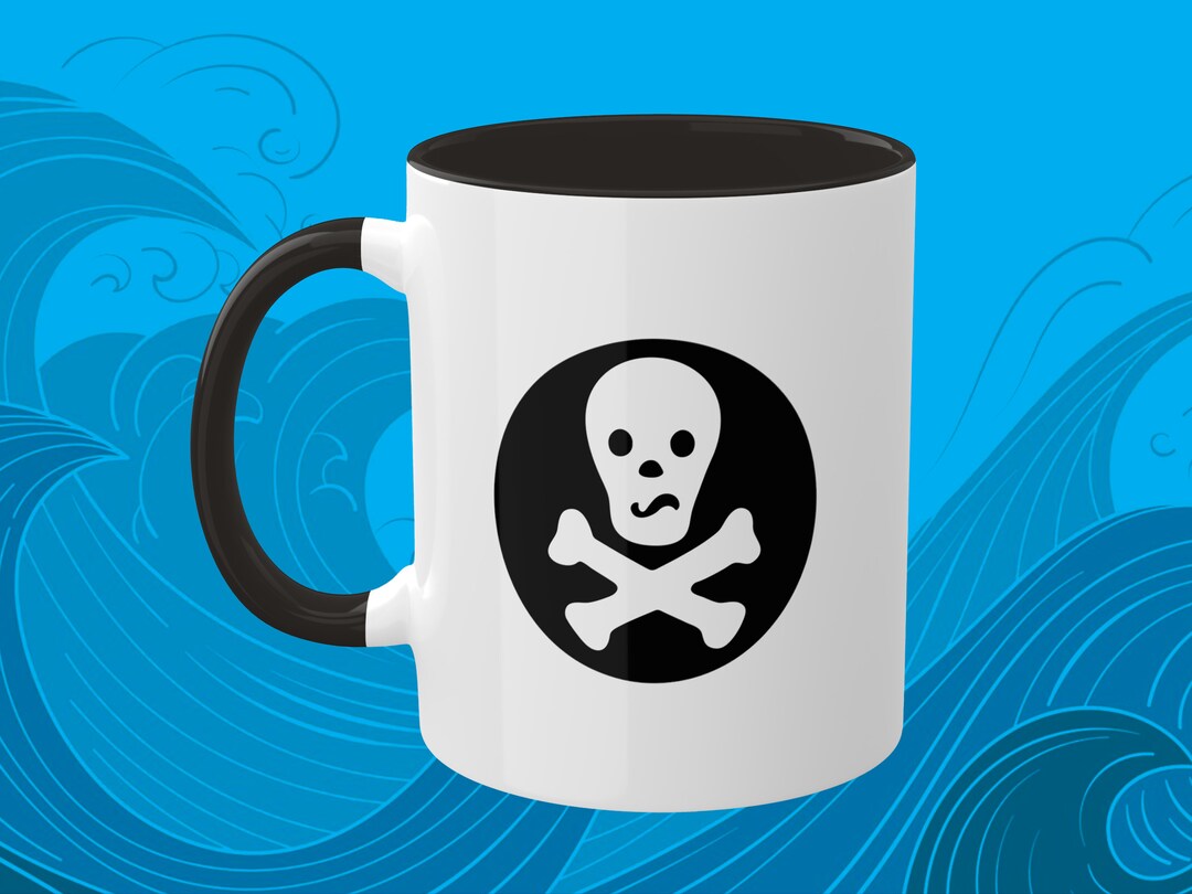 Skull and Crossbones Pirate Ceramic Mug Smirking Smile Birthday ...