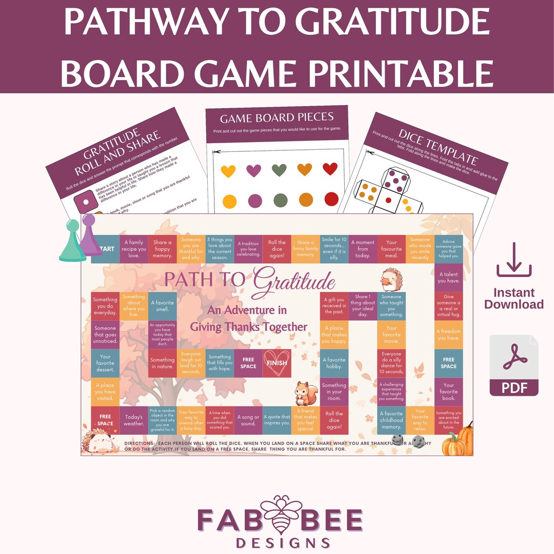 Gratitude Board Game | Thanksgiving Game Board | Holiday Games ...