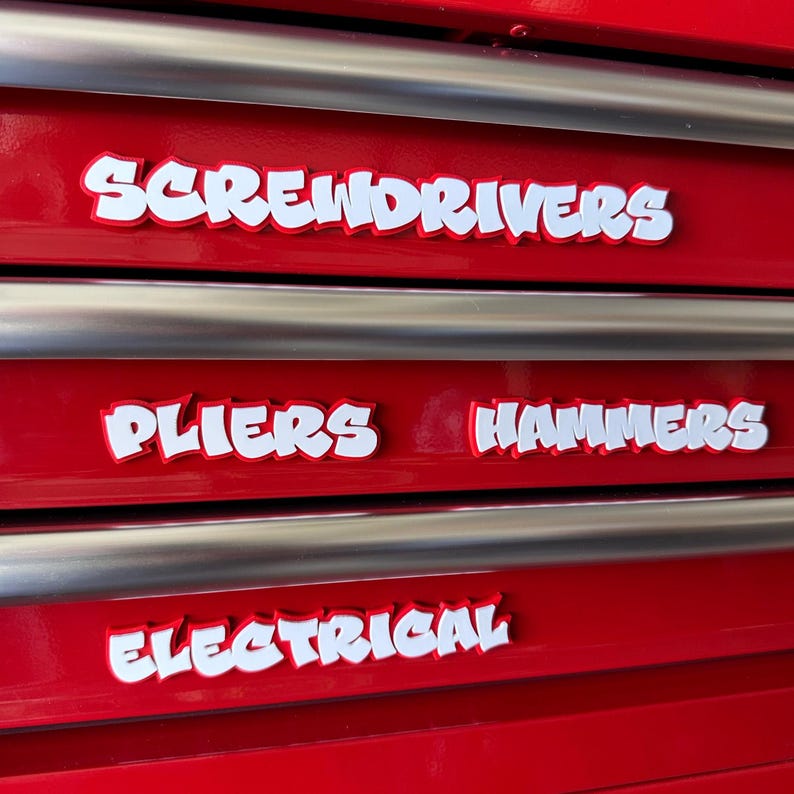 10 Custom 3D Printed Magnetic Toolbox Labels – 1” Tall | Personalized ...