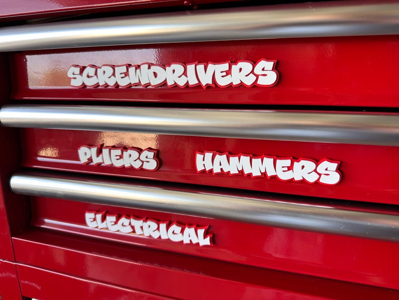 10 Custom 3D Printed Magnetic Toolbox Labels – 1” Tall | Personalized ...