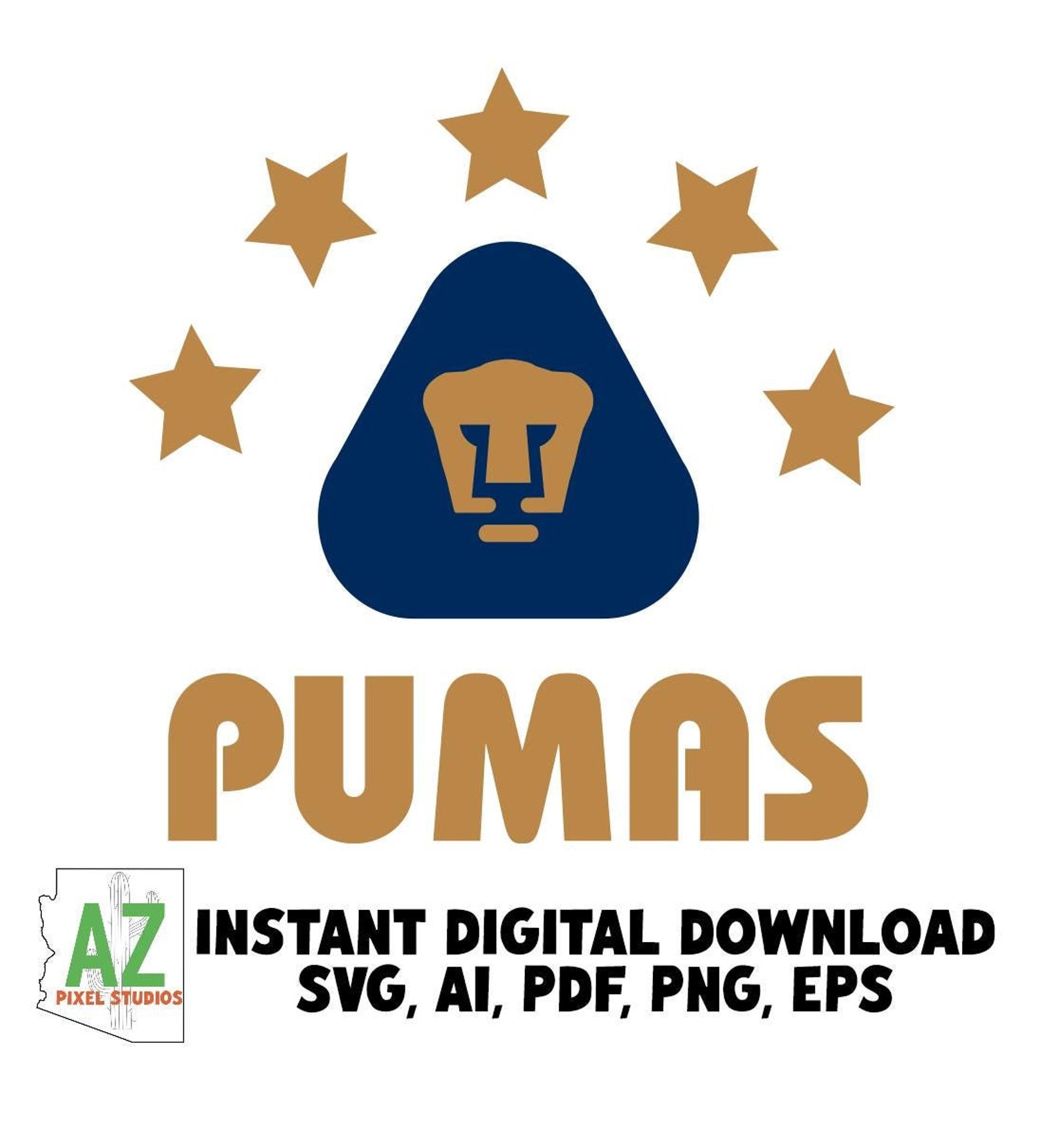 PUMAS Logo SVG, Club Universidad Nacional Pumas Instant Digital ...