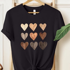 Diversity Skin Tones Shirt, Watercolor Melanin Hearts Shirt, Gift ...