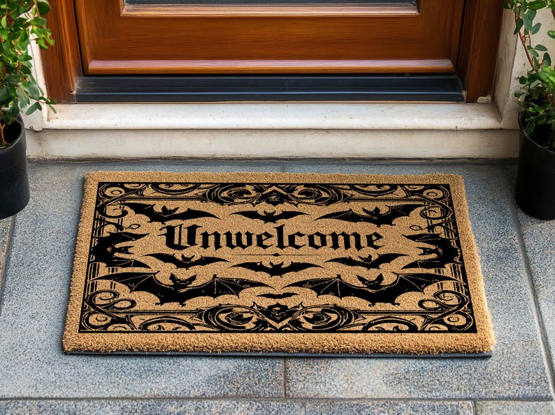 Unwelcome Bats Doormat, Halloween at Home, Unwelcome Doormat, Halloween ...