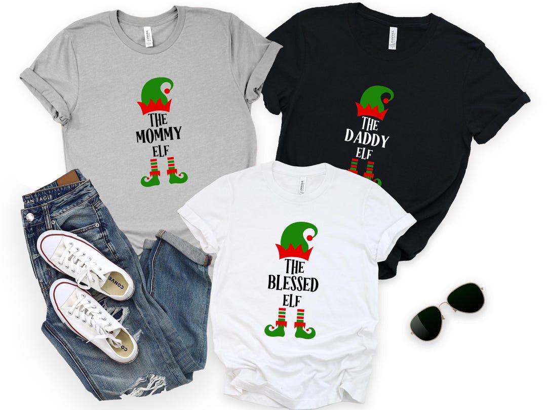 Family Christmas Elf Shirts, Group Matching Elf Tops, Xmas Pajama Elf ...