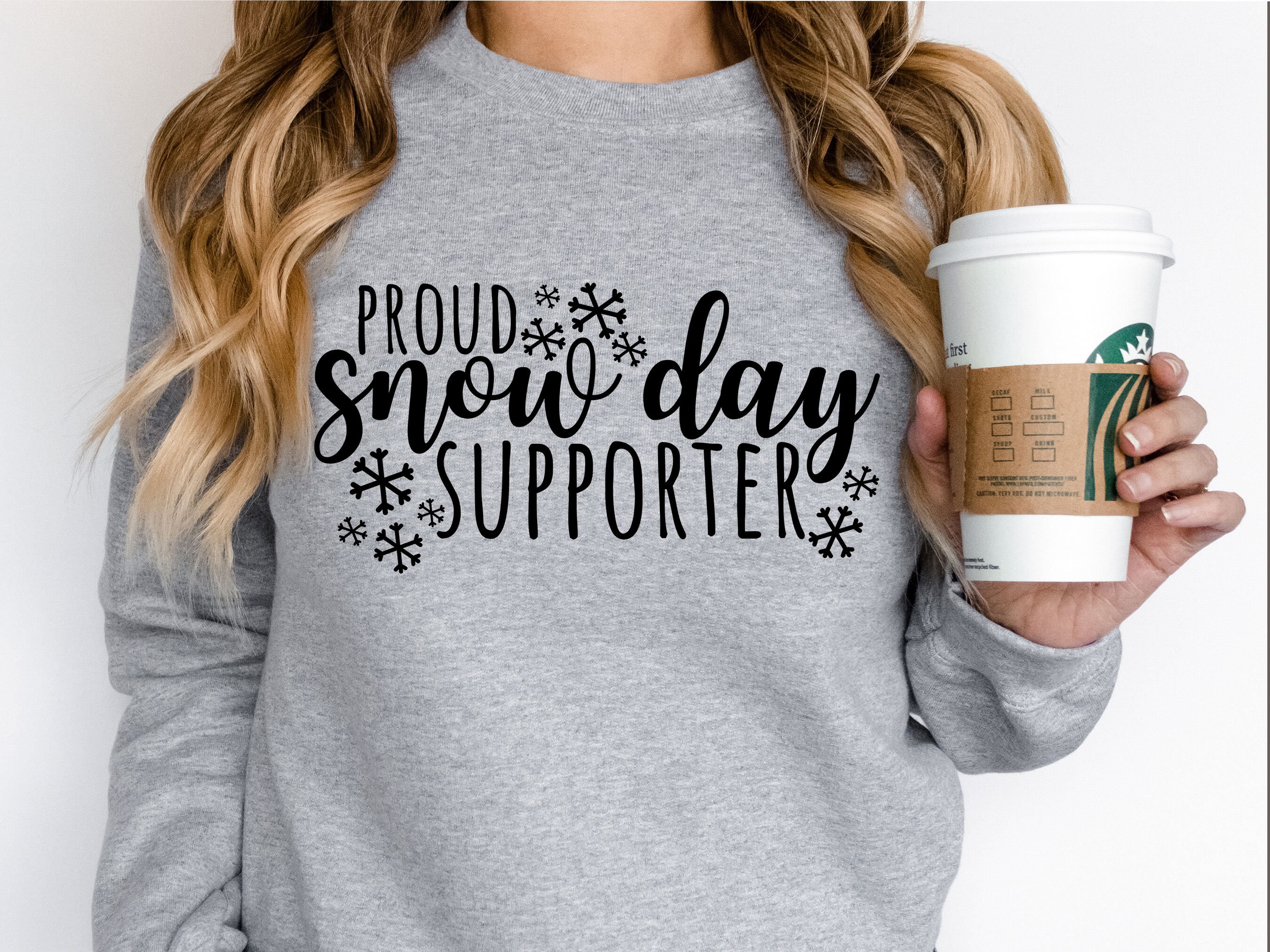 Proud Snow Day Supporter Cute Winter Sweatshirt, Teacher Humor Sweater ...