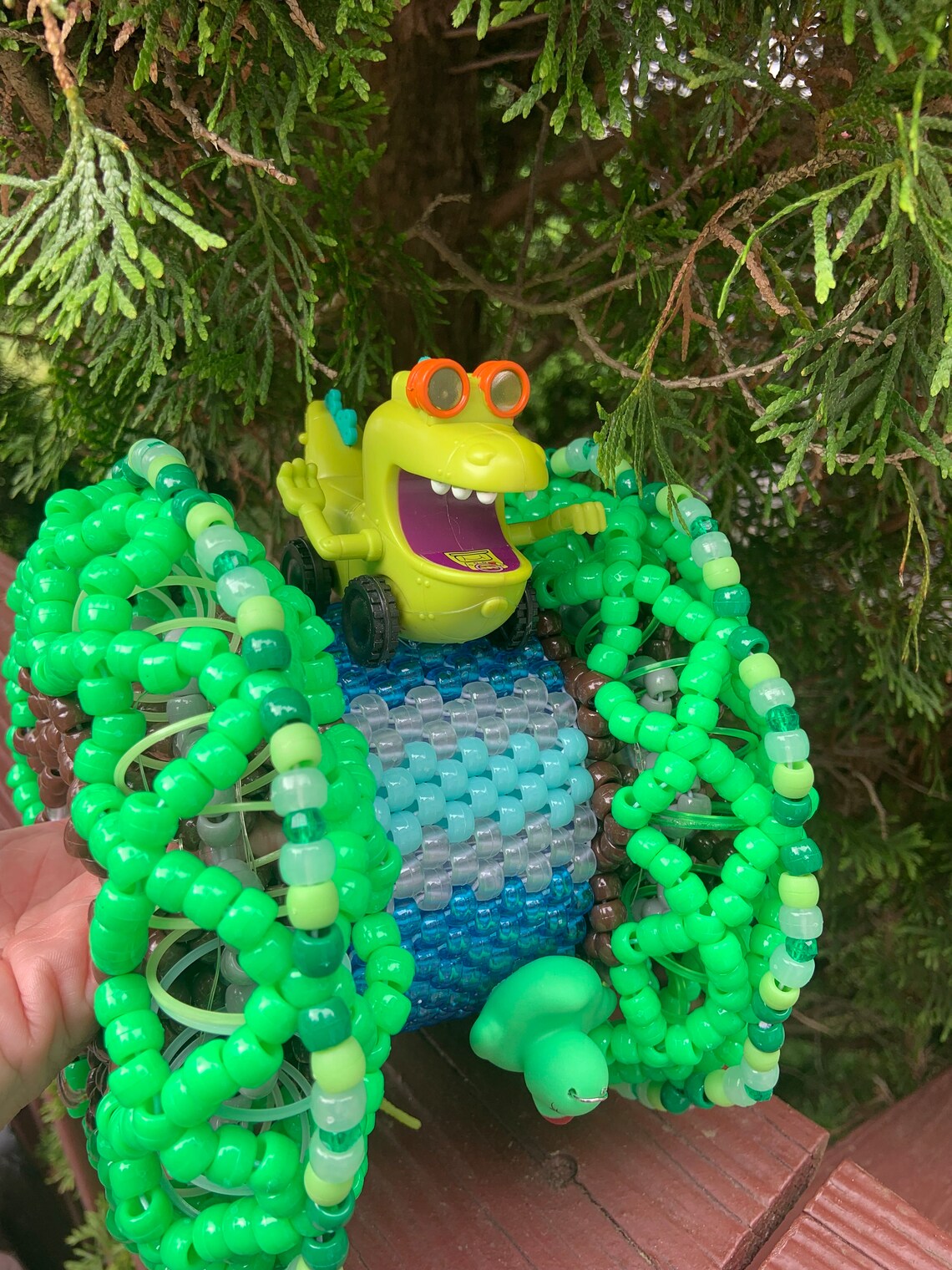 Dinosaur Evolution Light up Slinky Rotating Kandi Cuff Rave Pony Bead ...