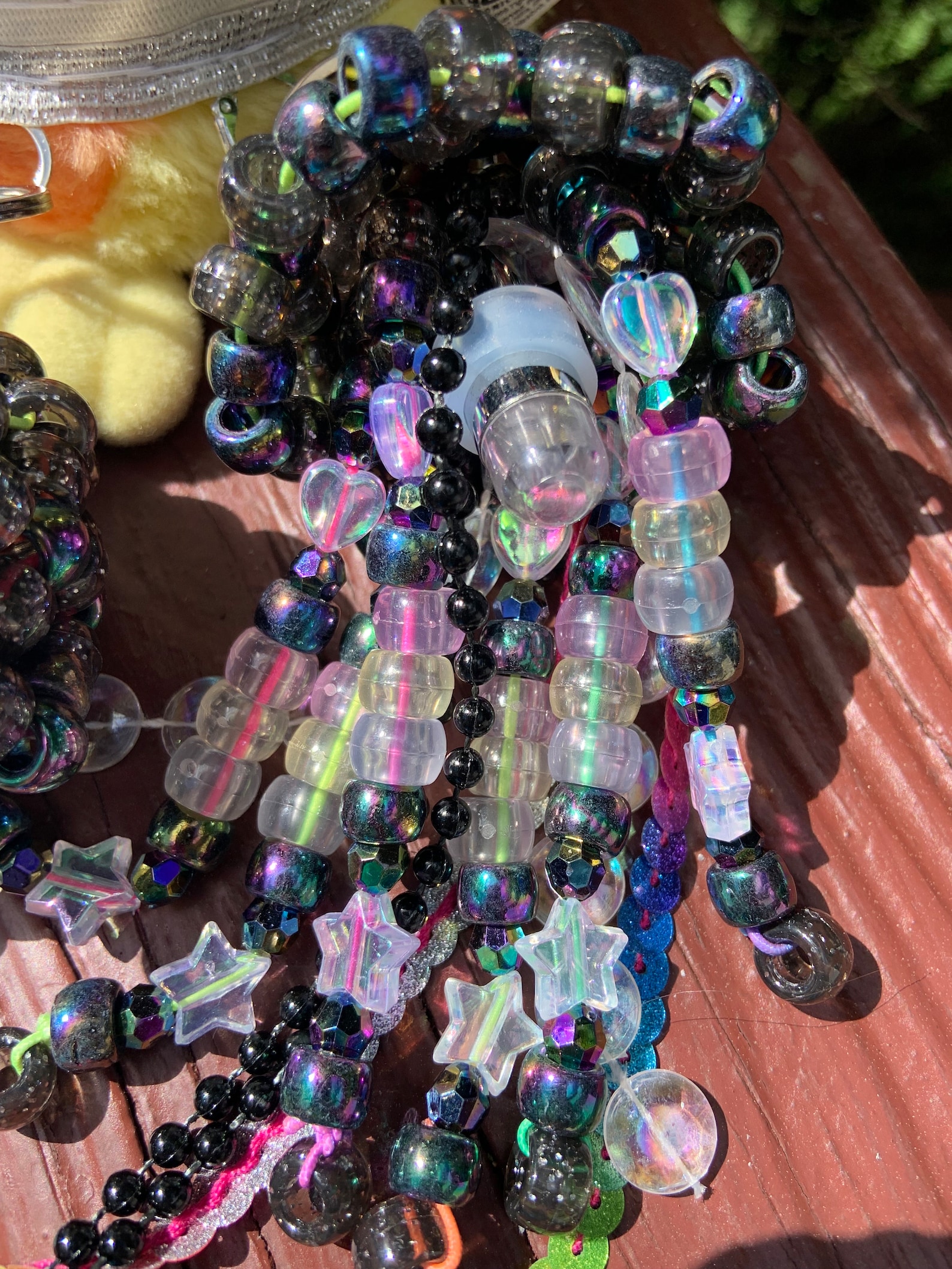 Dark Rainbow Light up Kandi Jellyfish Pony Bead Keychain *chosen at ...