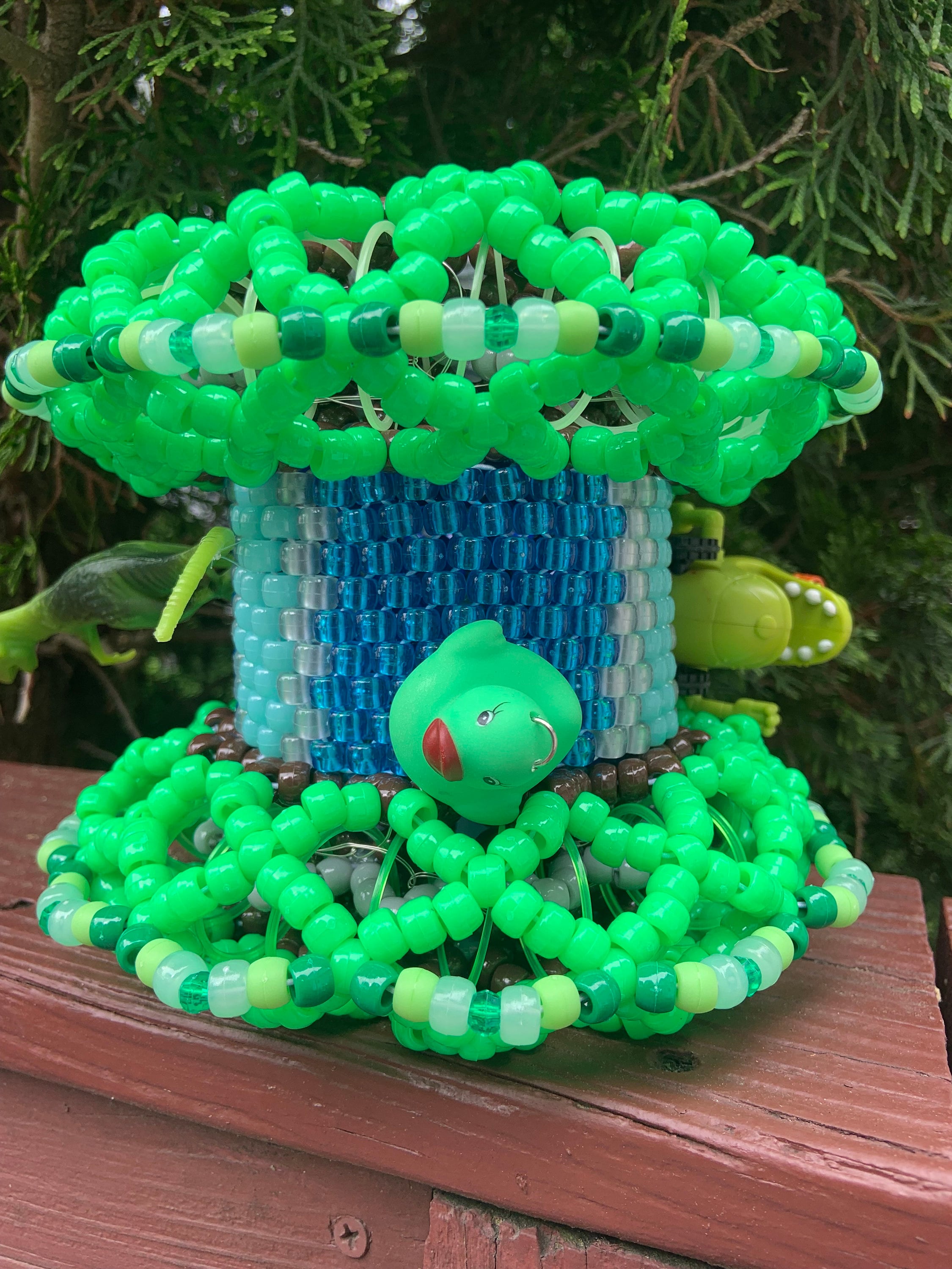 Dinosaur Evolution Light up Slinky Rotating Kandi Cuff Rave Pony Bead ...