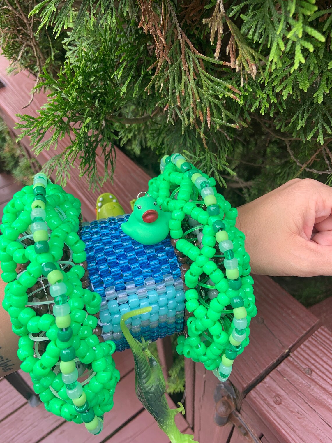 Dinosaur Evolution Light up Slinky Rotating Kandi Cuff Rave Pony Bead ...