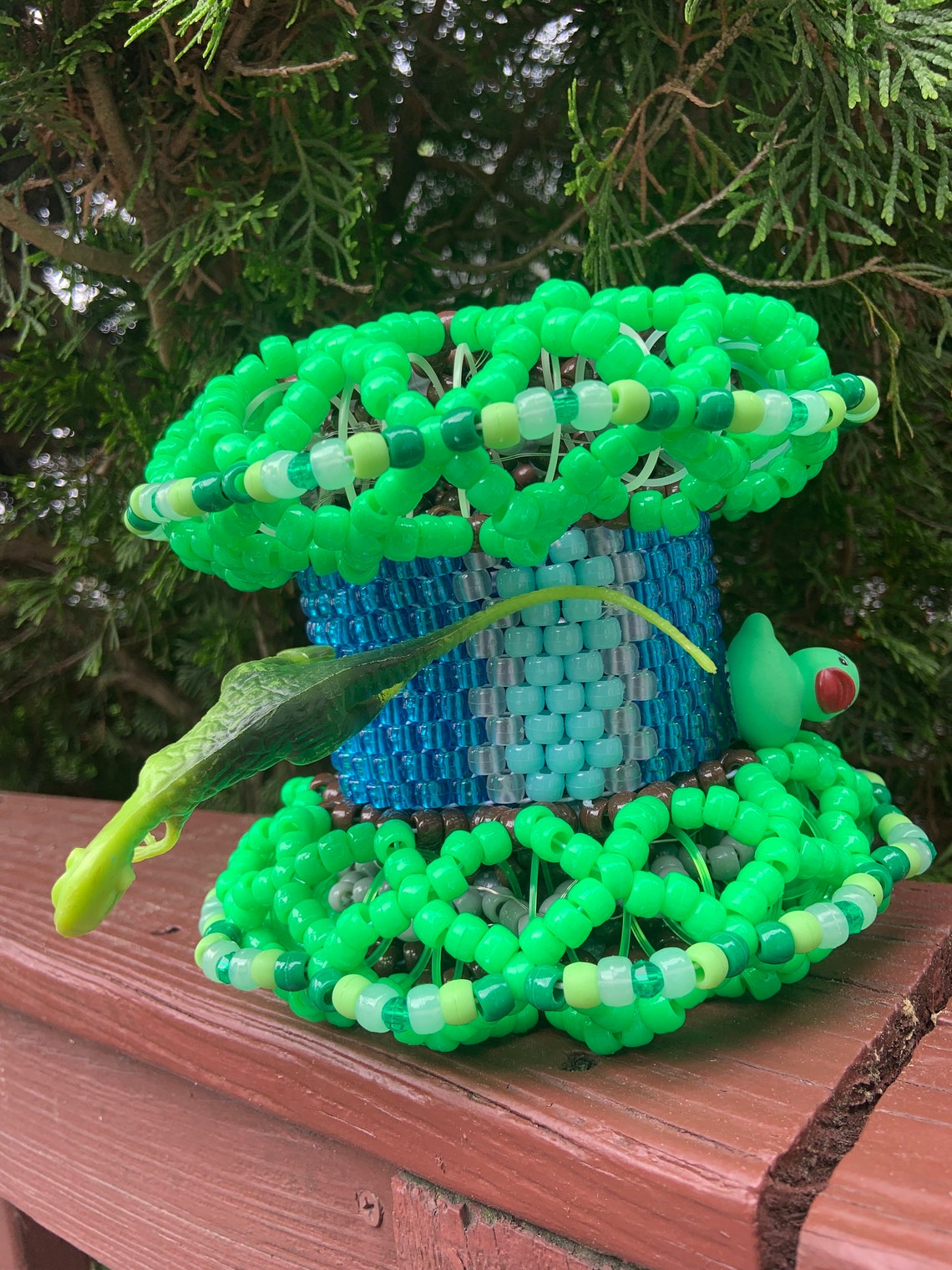 Dinosaur Evolution Light up Slinky Rotating Kandi Cuff Rave Pony Bead ...