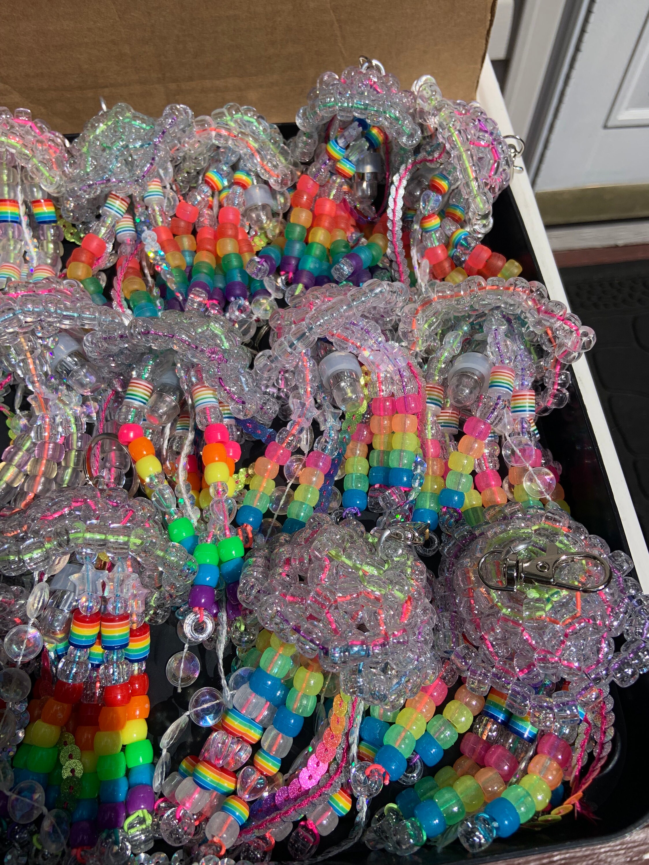 Clear Rainbow Light up Kandi Jellyfish Pony Bead Keychain *chosen at ...