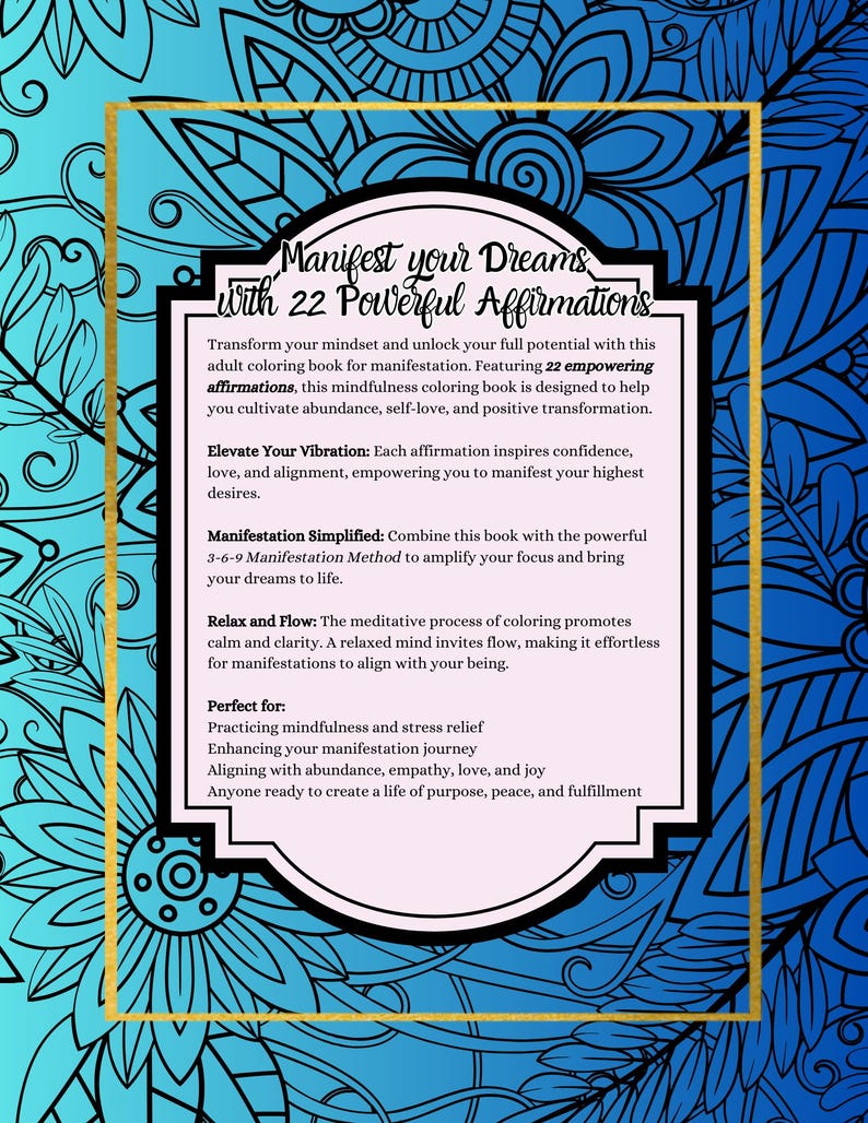 22 Powerful Affirmations for You Manifestation -adult Coloring Book ...