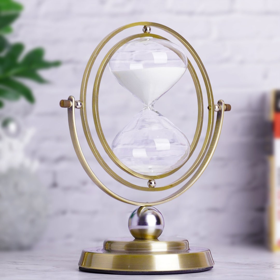 Elegant Gold and Glass 30-minute Sand Timer White Sand Desk Decor for ...